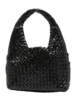Manebí Halfmoon Woven Leather Handbag - Black