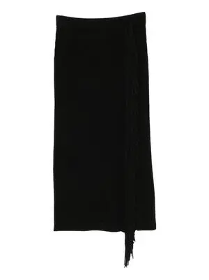 Emporio Armani Fringed Midi Skirt - Black