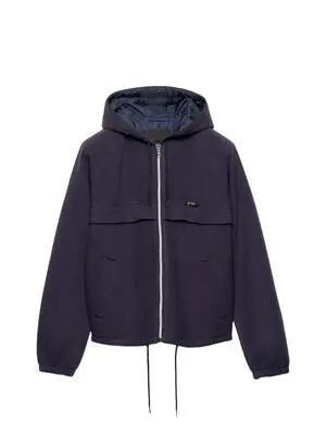 Prada Fleece Hooded Blouson Jacket - Blue