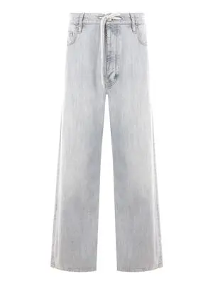 Balenciaga Wide Leg Logo Jeans - Multi