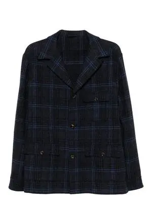 FINAMORE 1925 Checked Wool Single-breasted Jacket - Black