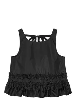 GANNI Nylon Tank Top With Rear Tie Detail - Black