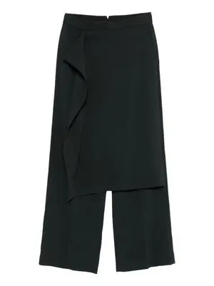 AMI Paris Wool Trousers With Ruffled Overlay - Grey