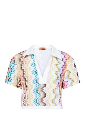 Missoni Chevron-print Open Collar Jersey Top - Multi