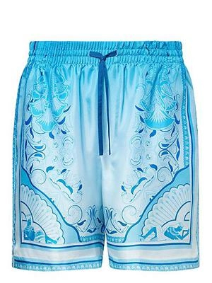 Casablanca Egyptian Rug Silk Shorts - Blue