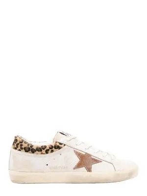 GOLDEN GOOSE Super-star Leather Sneakers With Leopard Print - Multi