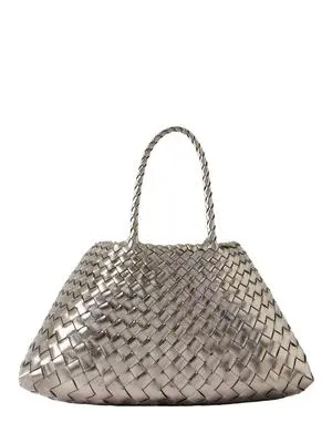 Dragon Diffusion Dragon Diffusion Santa Croce Woven Leather Tote Silver