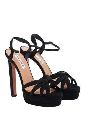 AQUAZZURA Suede Platform Sandals - Black