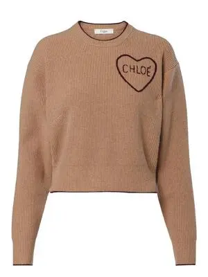 Chloé Logo Wool And Cashmere Sweater - Brown