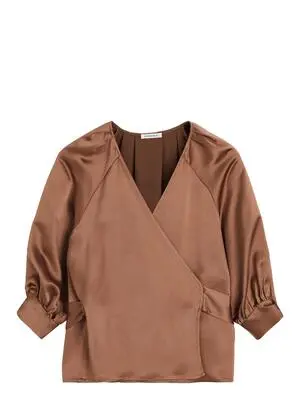 BY MALENE BIRGER Pacey Satin Blouse - Latte Brown