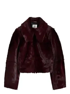 BY MALENE BIRGER Rowani Shearling Cropped Jacket - Cabernet