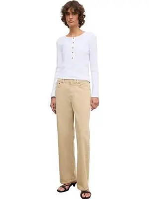 HOUSE OF DAGMAR Cropped Straight Leg Jeans - Beige