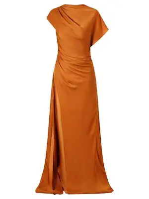 MARMAR HALIM Asymmetric Draped Gown - Orange