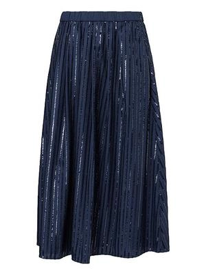 Max Mara Sequin-embroidered Cotton Midi Skirt - Navy