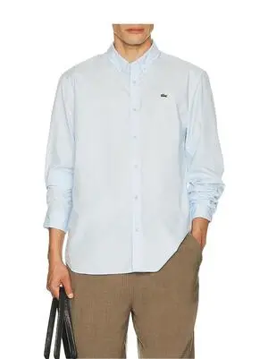 Lacoste Regular Fit Stretch Poplin Shirt In Light In . Also - Blue