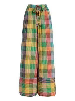 BOTEH Echo Plaid Cotton Wide-leg Trousers - Multi
