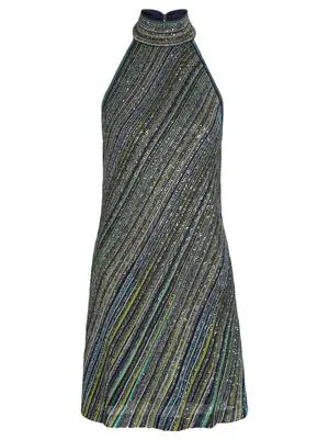 Missoni Missoni Striped Embellished Metallic-Knit Mini Dress Multicoloured
