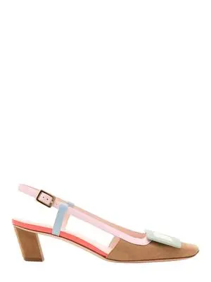 ROGER VIVIER Belle Vivier Suede Slingback Pumps With Buckle Detail - Multi