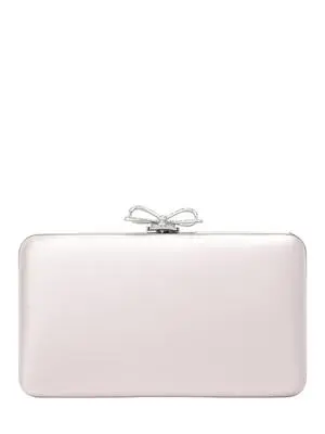 SELF-PORTRAIT Satin Clutch With Crystal Bow Detail - Pink