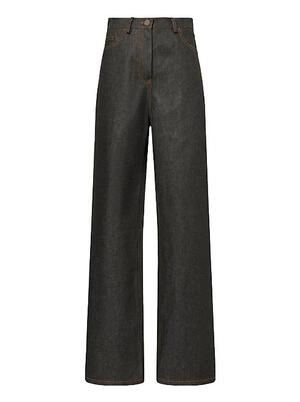 THE DROPPED COLLECTION Dark Wash Wide Leg Denim Jeans - Black