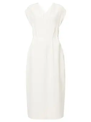 THE DROPPED COLLECTION Kimono V-neck Silk Midi Dress - Ivory