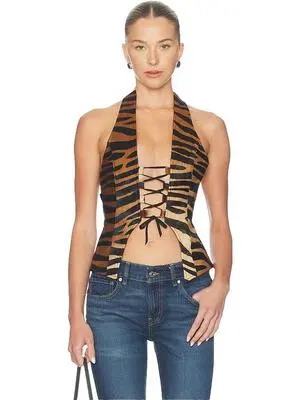 UNDERSTATED LEATHER X Revolve Backless Zebra Top - Multi