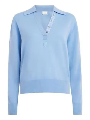 Claudie Pierlot Wool-cashmere Polo Sweater - Blue