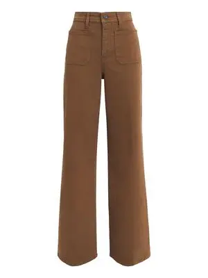 FRAME Frame Cotton-Blend Harbour Palazzo Trousers Brown
