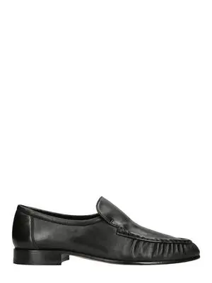 THE ROW Soft Moccasin Two Leather Loafers - Black