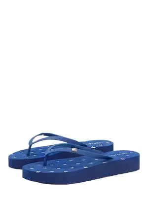 Tommy Hilfiger Logo Print Platform Flip-flops - Blue