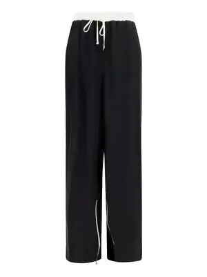 Kiton Drawstring Wide-leg Cropped Trousers - Black