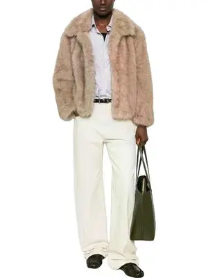 Max Mara Faux-fur Pointed-collar Coat - Brown