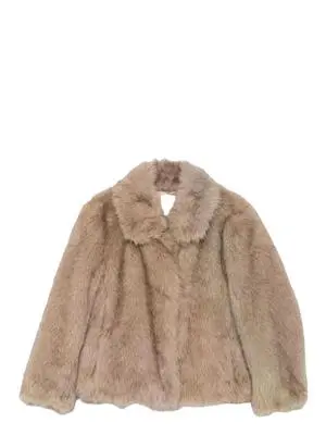 Max Mara S Max Mara Faux Fur Pointed Collar Coat Brown