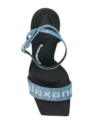 Alexander Wang Julie Logo-embellished Denim Sandals - Blue