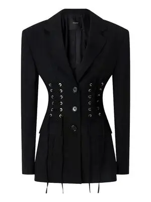 Pinko Lace-up Blazer With Notched Lapel - Black