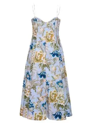 Cara Cara Cherry Floral-print Day Dress - Blue