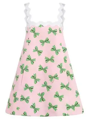 Moschino Bow-print Scalloped-trim Mini Dress - Pink