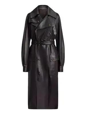 Ralph Lauren Bailey Double-breasted Leather Coat - Brown