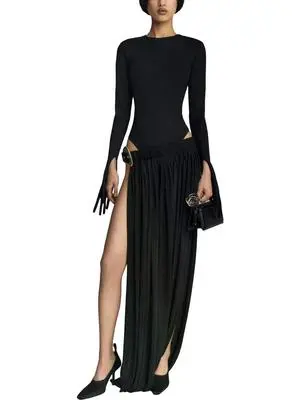 SEEN USERS Belted Pleated Midi Skirt - Black