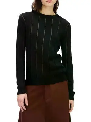 ANN DEMEULEMEESTER Ribbed Knit Open Back Sweater - Black