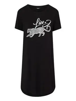 Liu Jo Logo-print Rhinestone-embellished Mini Dress - Black
