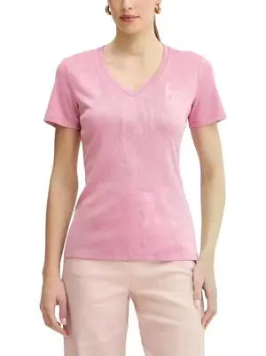 Liu Jo Metallic Effect V-neck T-shirt - Pink