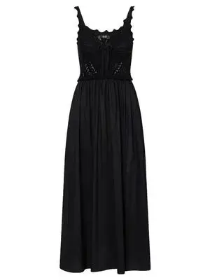 Liu Jo Crochet Lace-up Midi Dress - Black