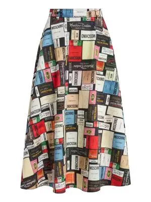 Moschino Print A-line Midi Skirt - Black