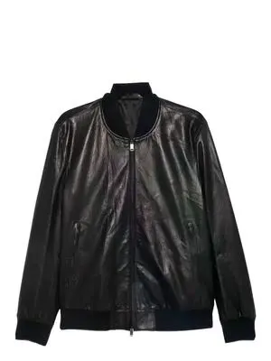 Brioni Zip-up Grained Leather Jacket - Black