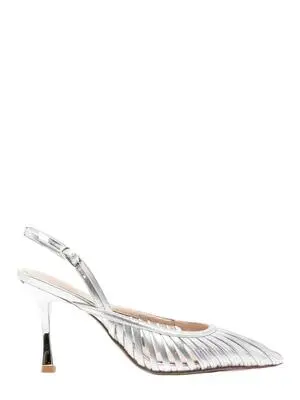 CAFÈNOIR Tone Metallic Cage Detail Slingback Stiletto Heeled Pumps - Silver