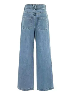 Veronica Beard Taylor Wide-leg Jeans With Lace Trim - Blue