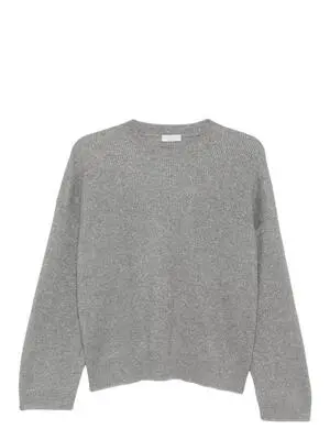 Brunello Cucinelli Ribbed Knit Metallic-thread Crew Neck Sweater - Grey