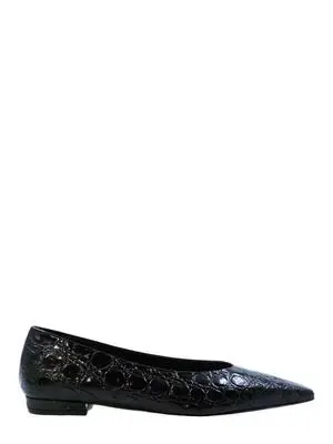 NOTABENE Notabene Crocodile-Effect Square-Toe Ballet Flats
