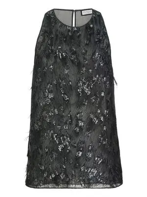 BRUNELLO CUCINELLI Brunello Cucinelli Sequined Silk Top With Lynx Embroidery